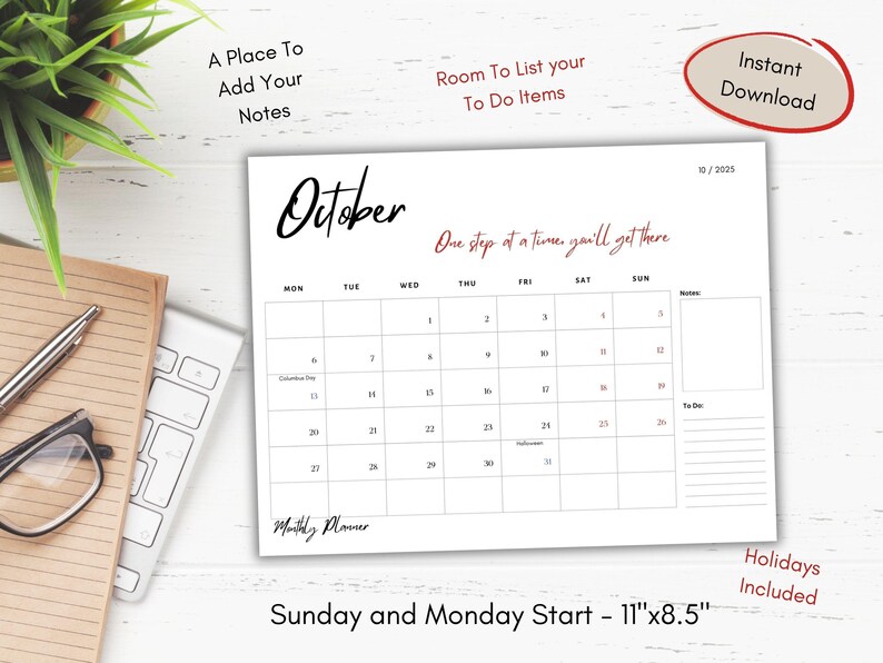 2025 Printable Calendar, Uplifting 12-month Inspirational Quote 2025 ...