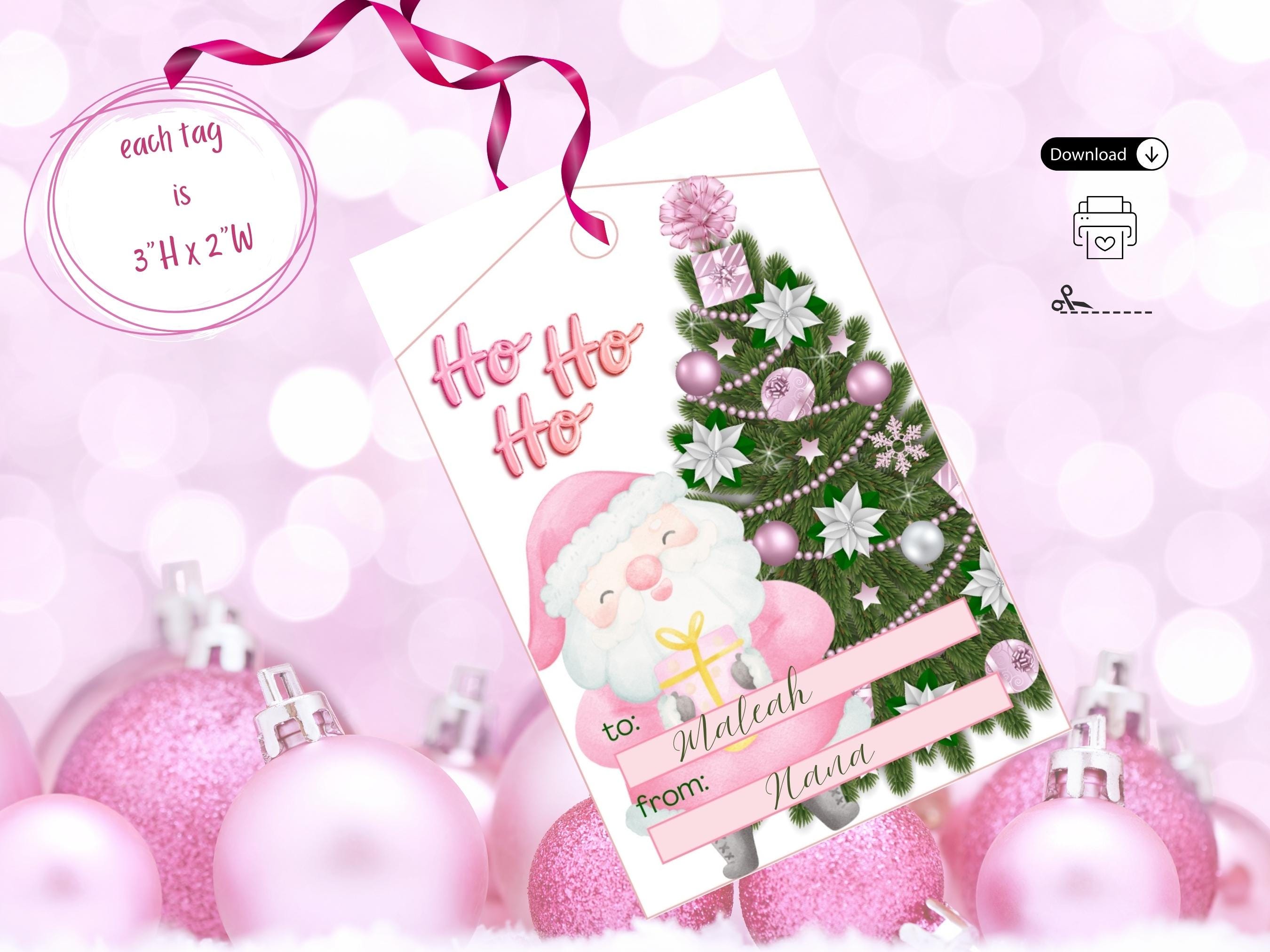 Printable Pink Christmas Gift Tags, Holiday Gift Tags, Pink Christmas ...