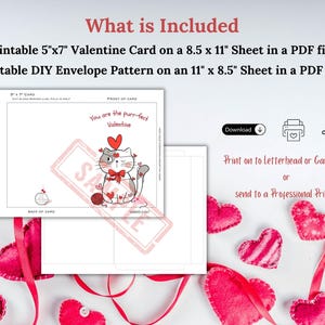 Printable 5x7 Valentine Card, Fun Cat Tangled Hearts “you Are the Purr ...