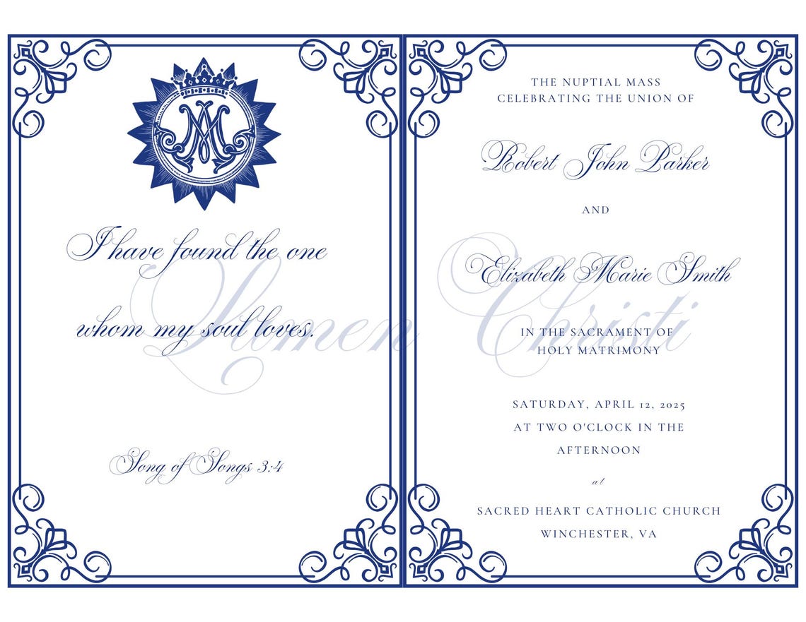 Marian Catholic Wedding Program Template: Editable - Etsy Canada