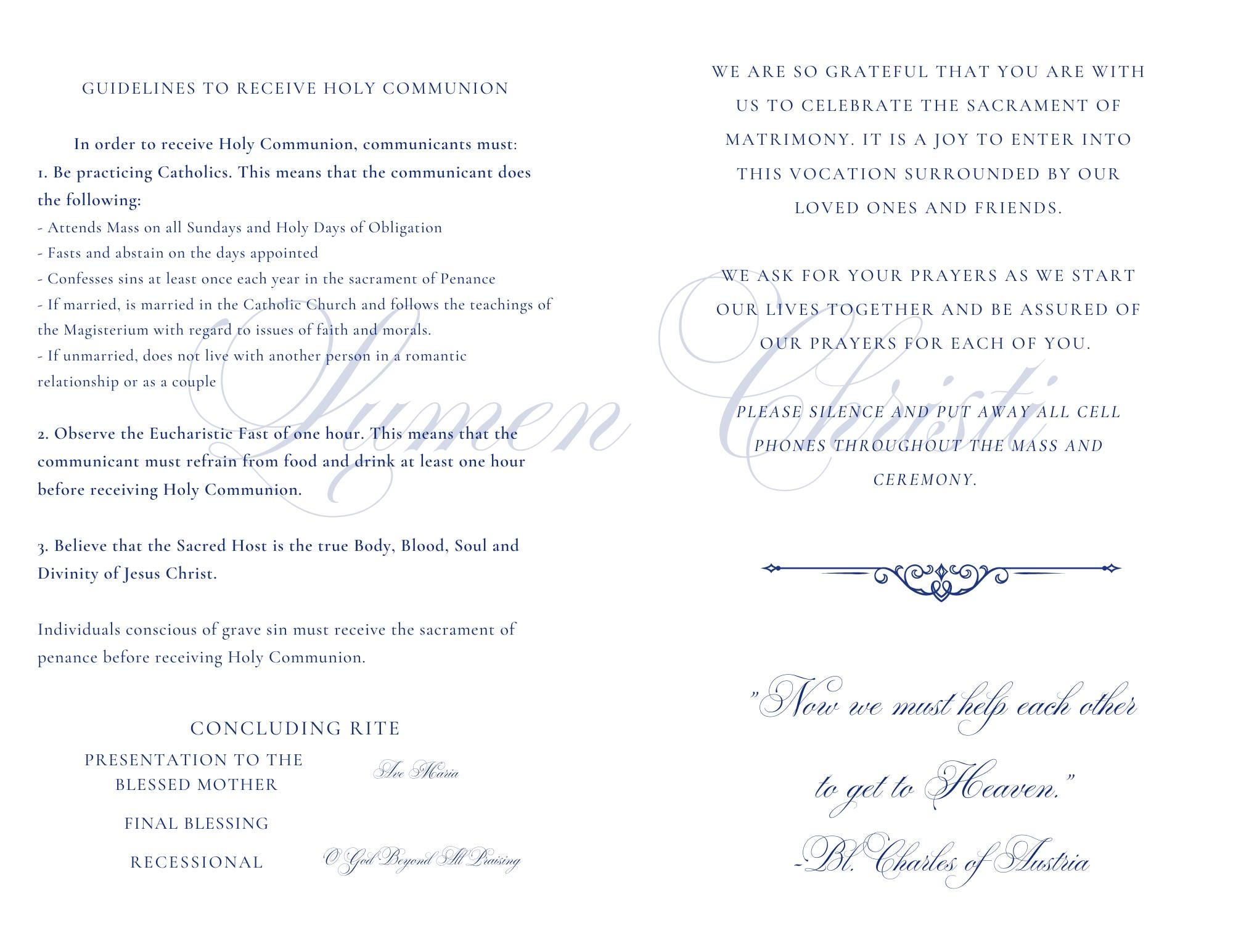 Marian Catholic Wedding Program Template: Editable - Etsy