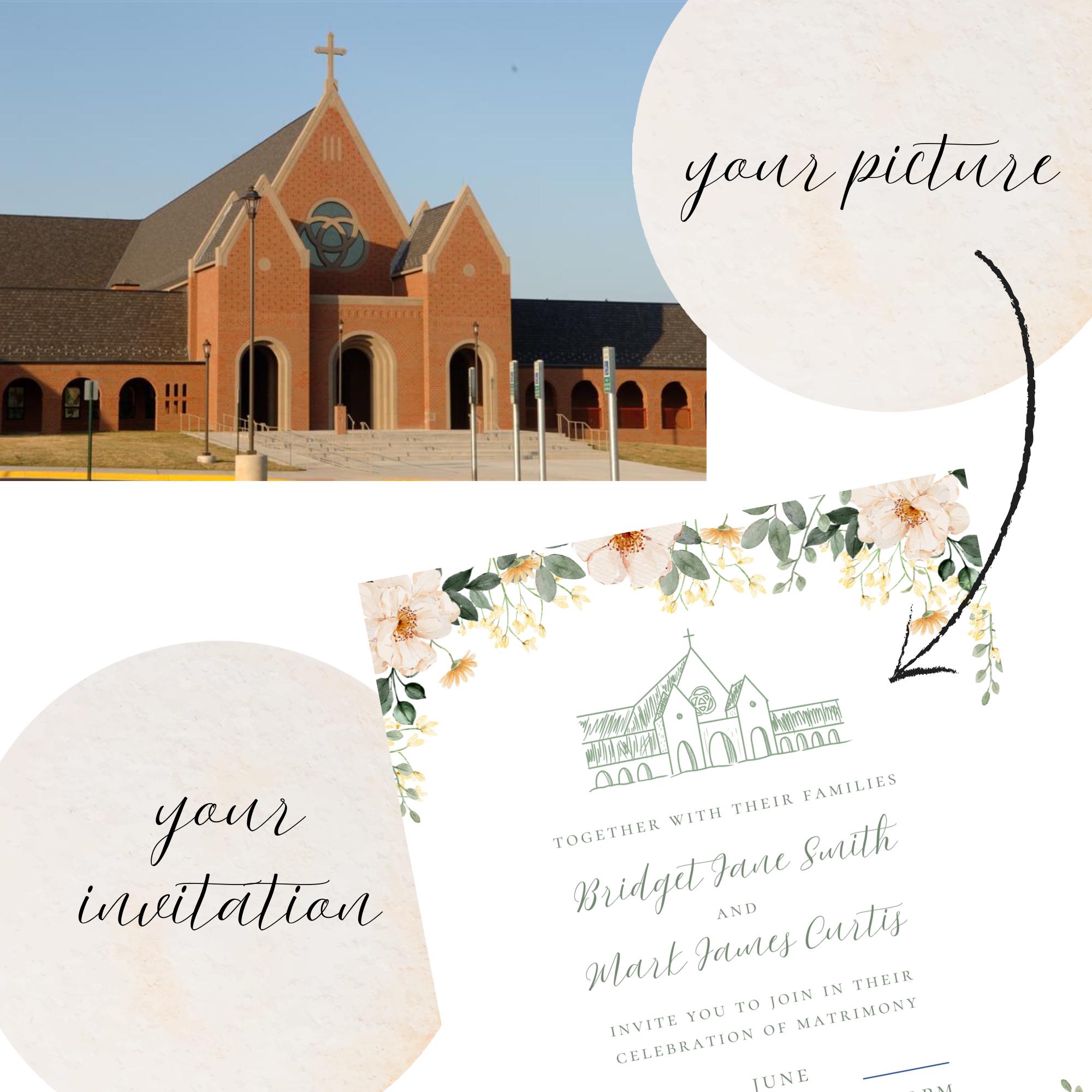 Custom Church Floral Wedding Invitation Template - Etsy