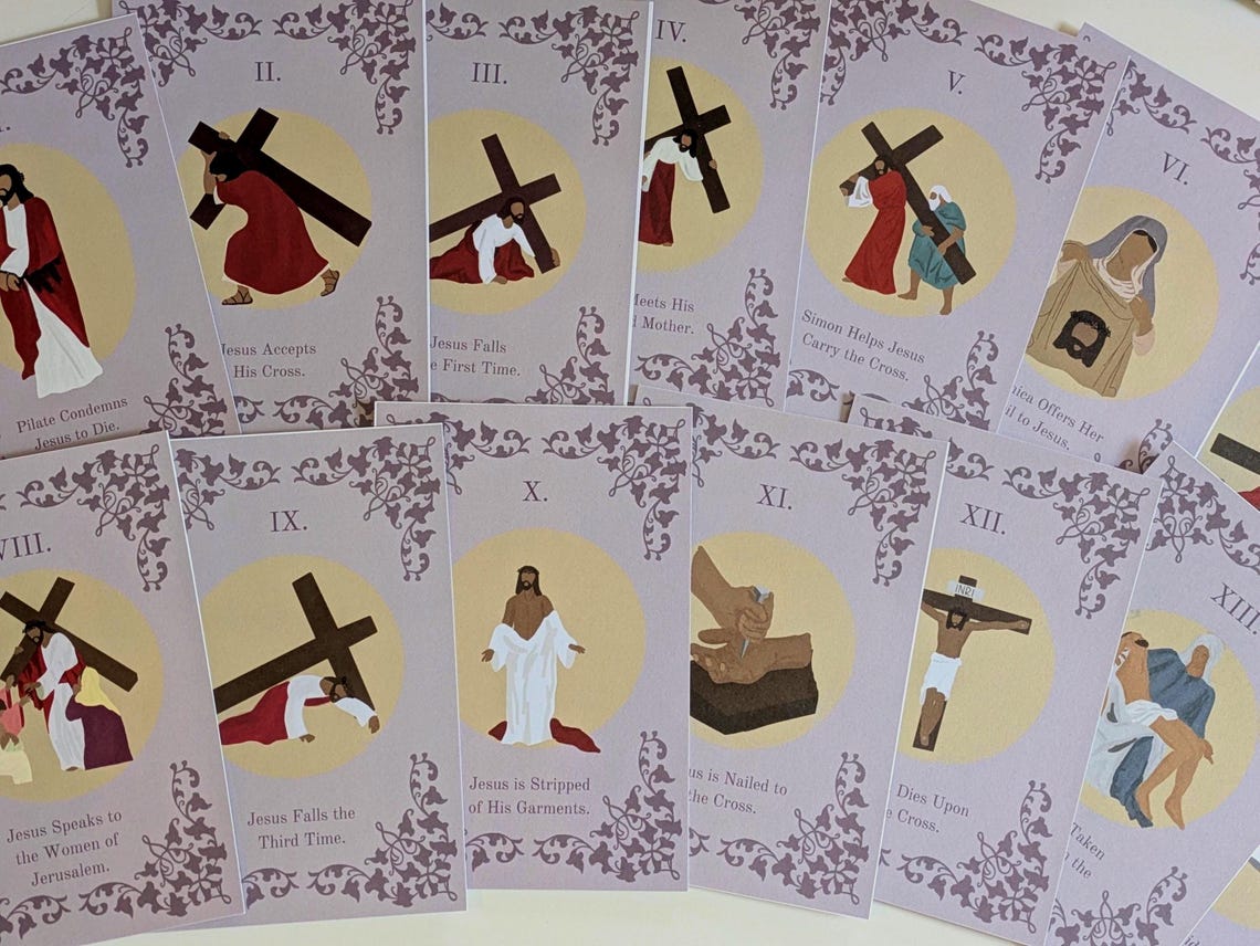 Stations of the Cross: Catholic Lenten Prayer Cards - Etsy