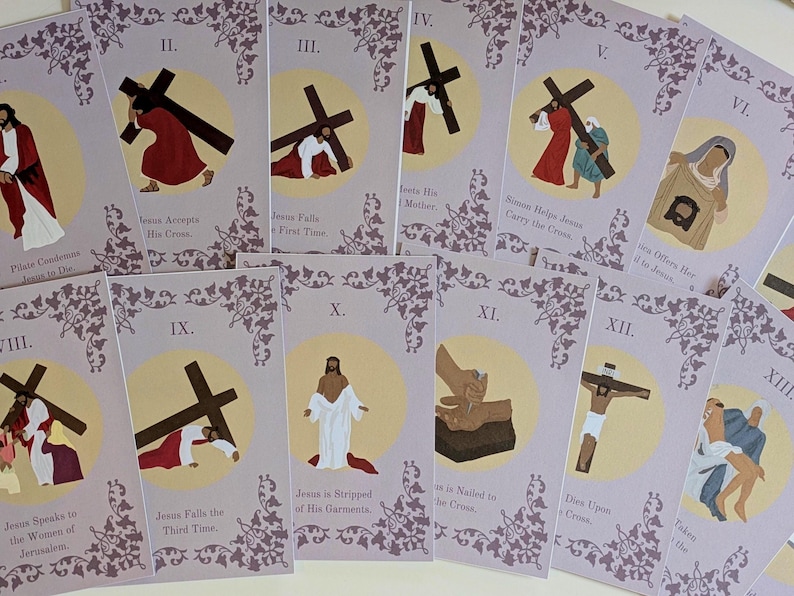 Stations of the Cross: Catholic Lenten Prayer Cards - Etsy