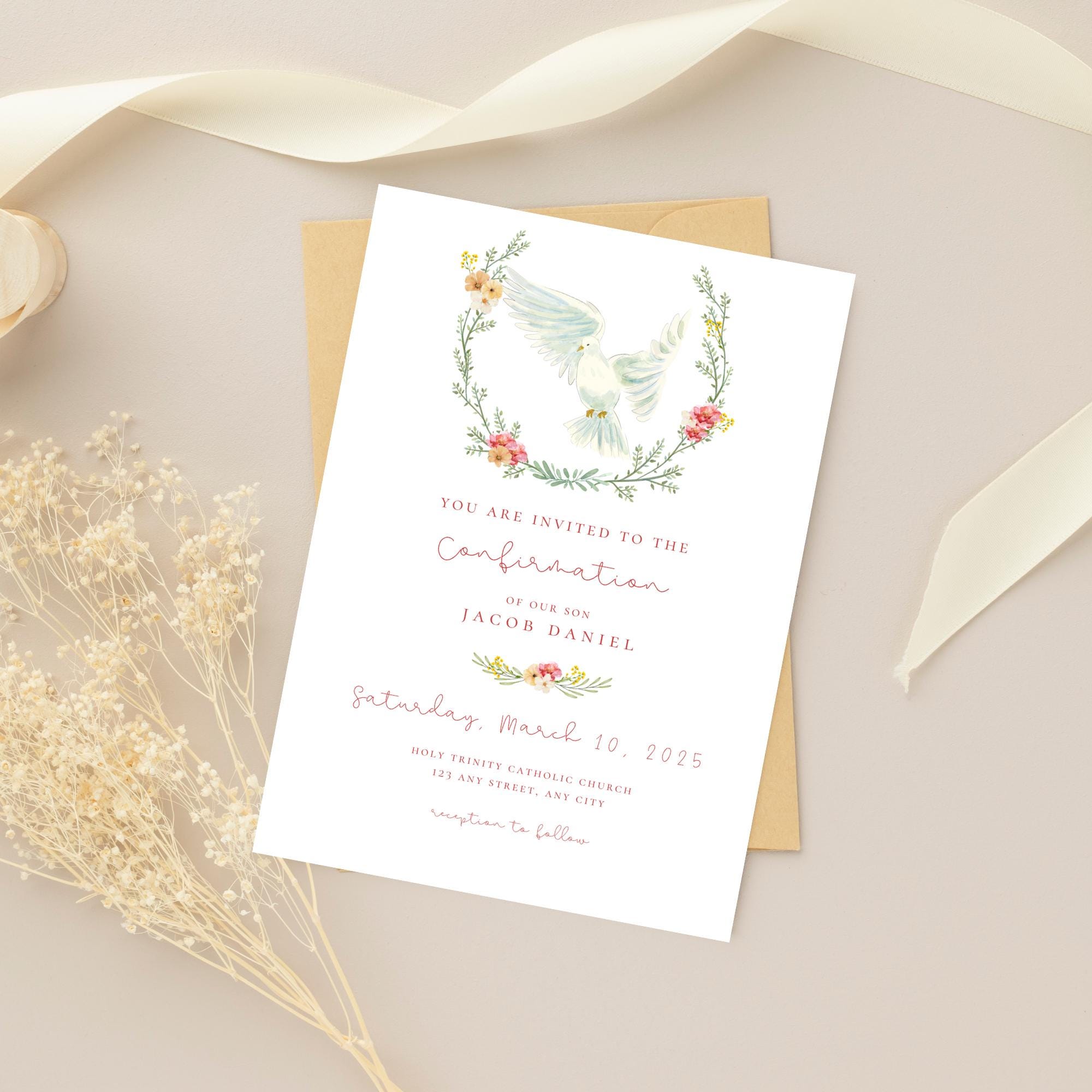 Confirmation Invitation Template - Etsy