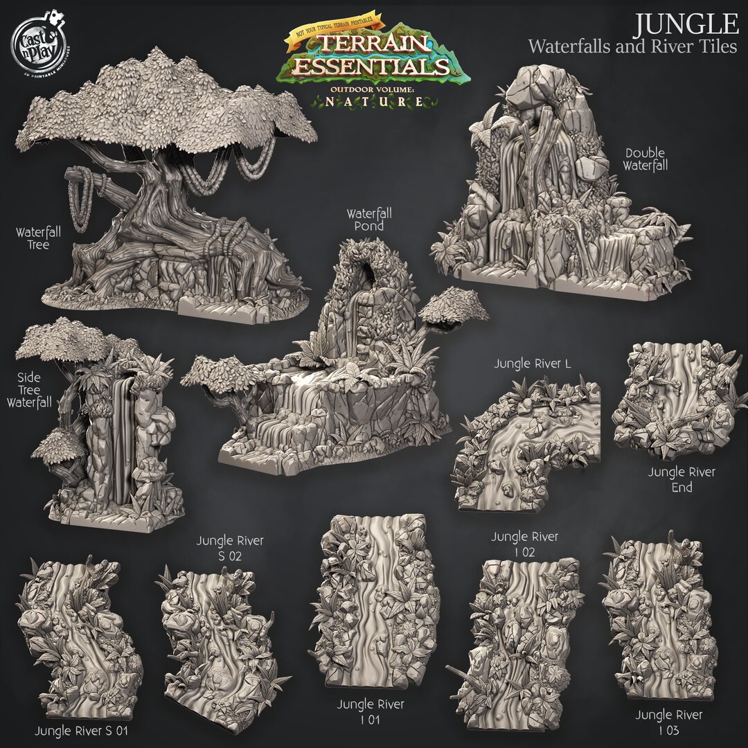 Jungle Terrain Set - Waterfalls and River Tiles - Etsy