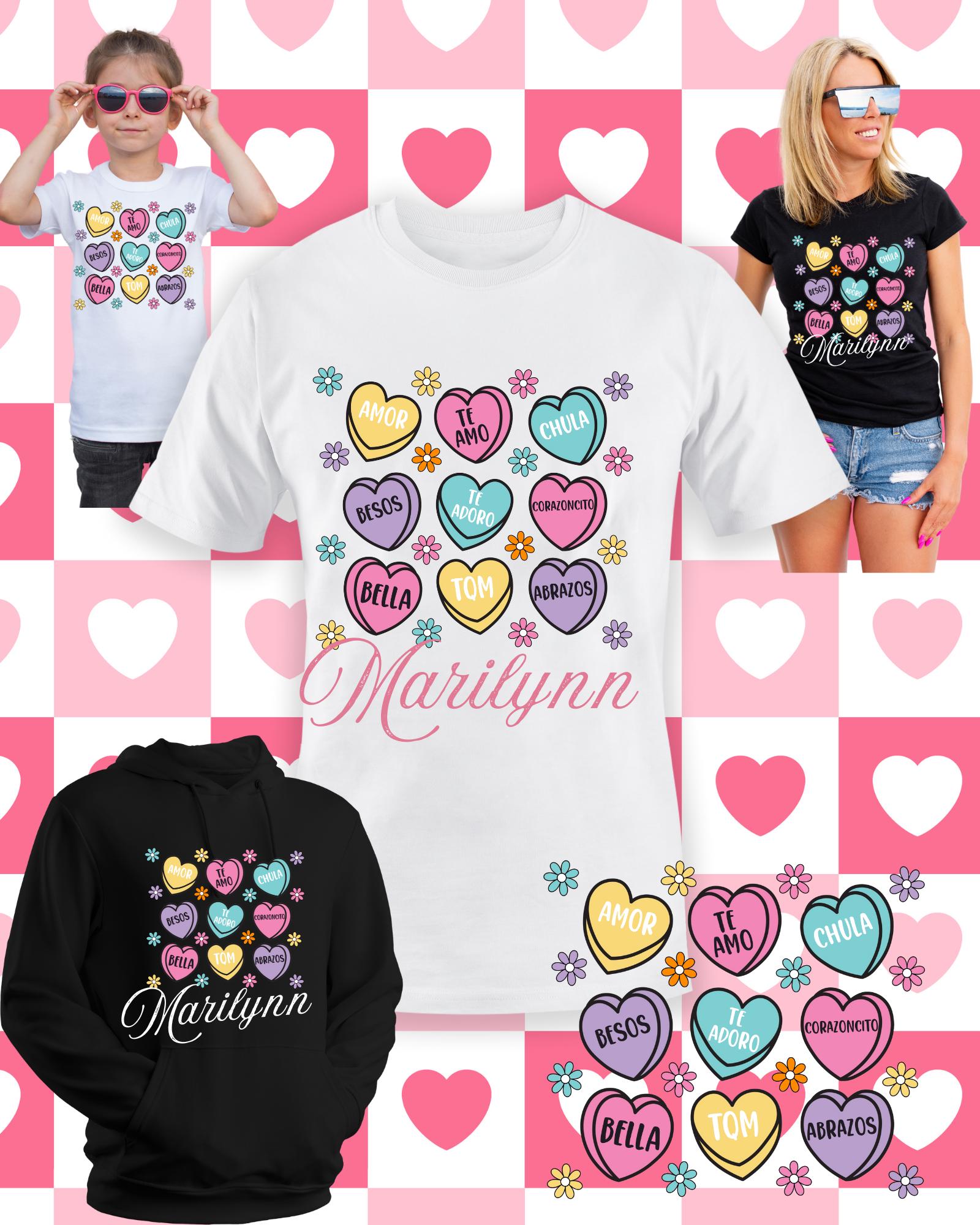 Spanish Valentine Conversation Hearts Svg, Feliz San Valentín, Amor PNG ...