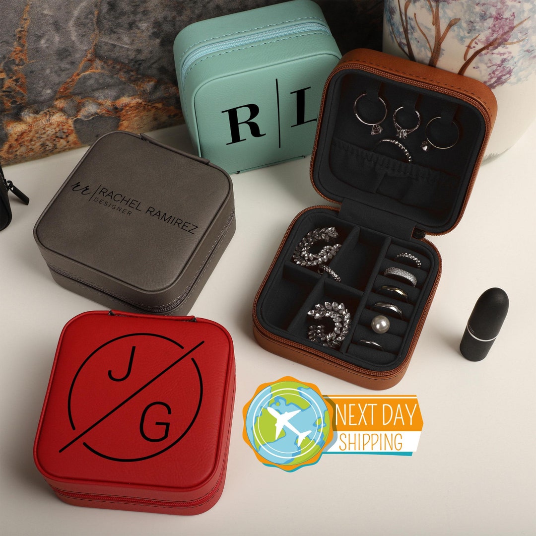 Personalized Leatherette Jewelry Case, Laser Engraved Jewelry Box, Name ...