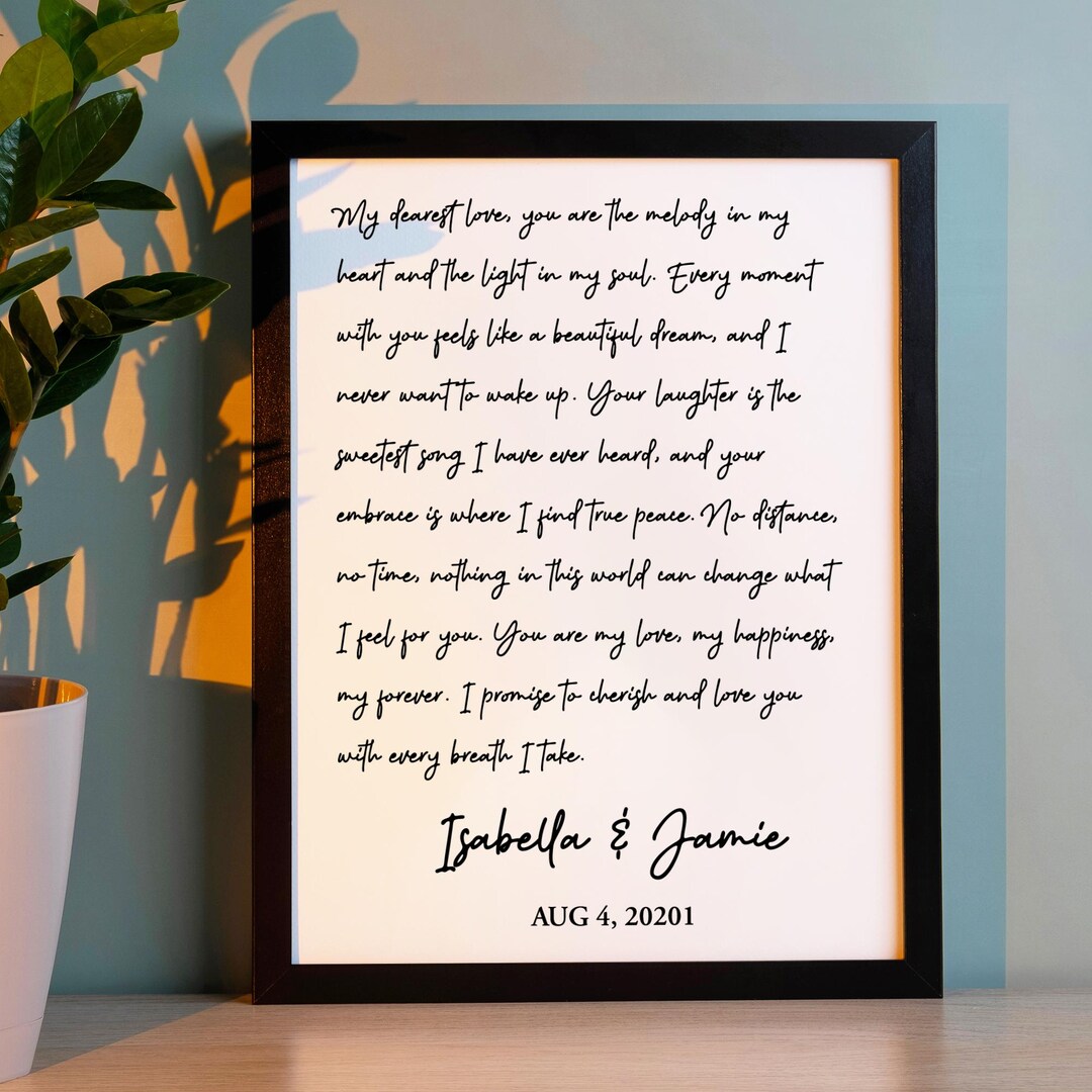 Custom Romantic Message Frame, Frame With Love Quote, Sentimental ...