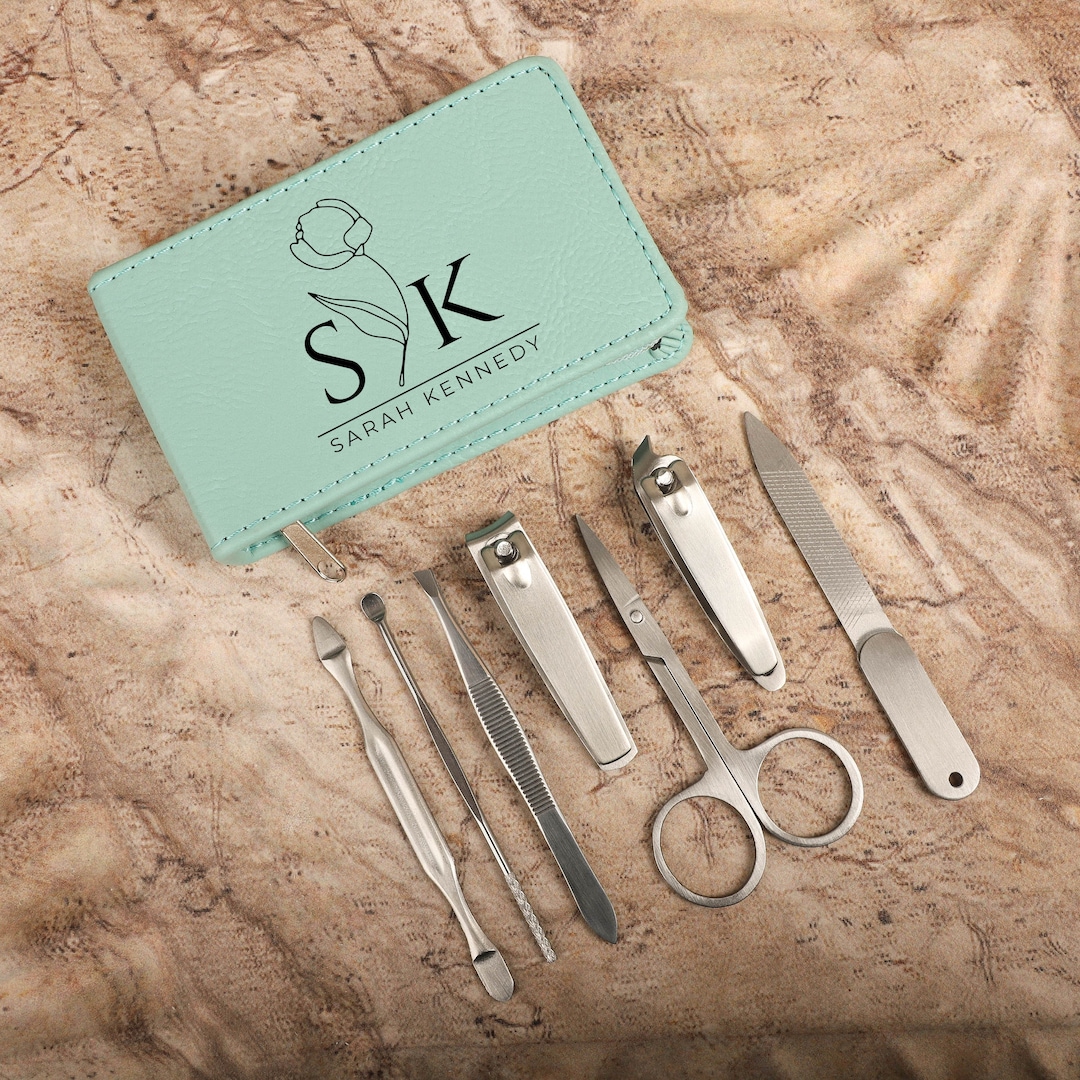 Personalized Leather Manicure Set, Custom Manicure Set, Gift for Wife ...