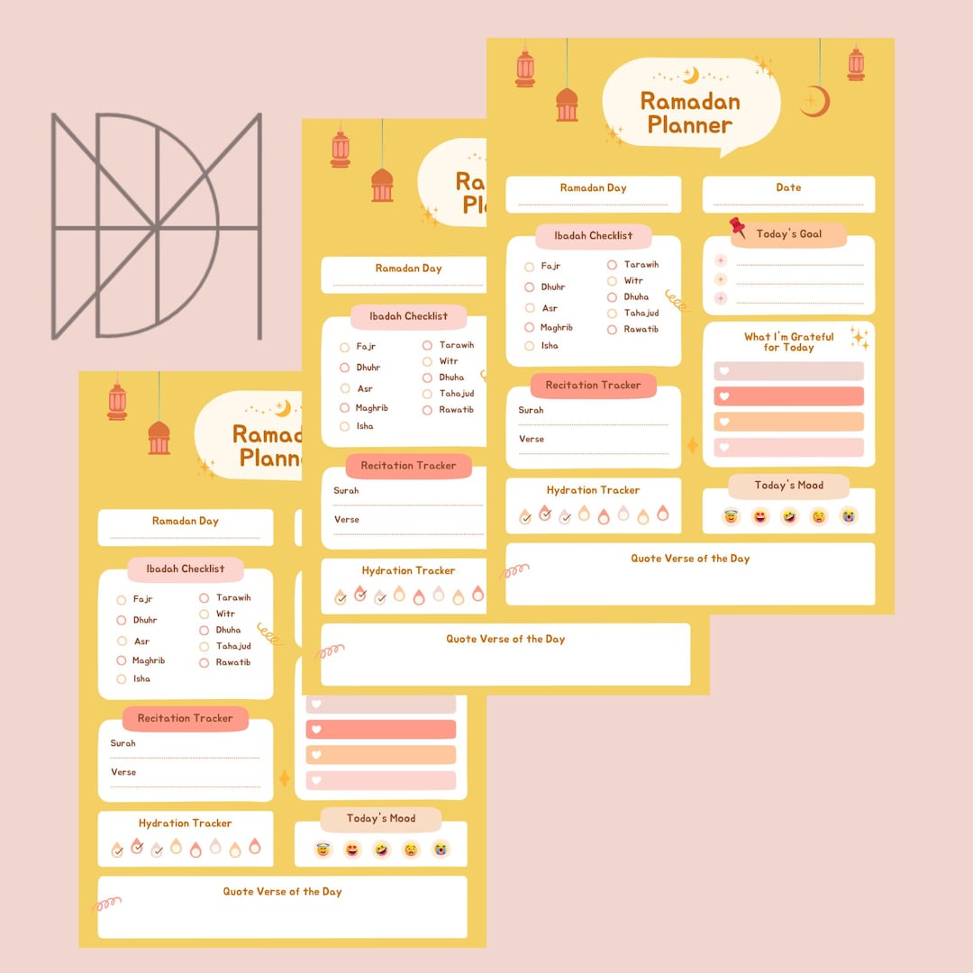 Ramadan Planner Printable PDF, Quran Tracking Log, Daily Ibadah ...