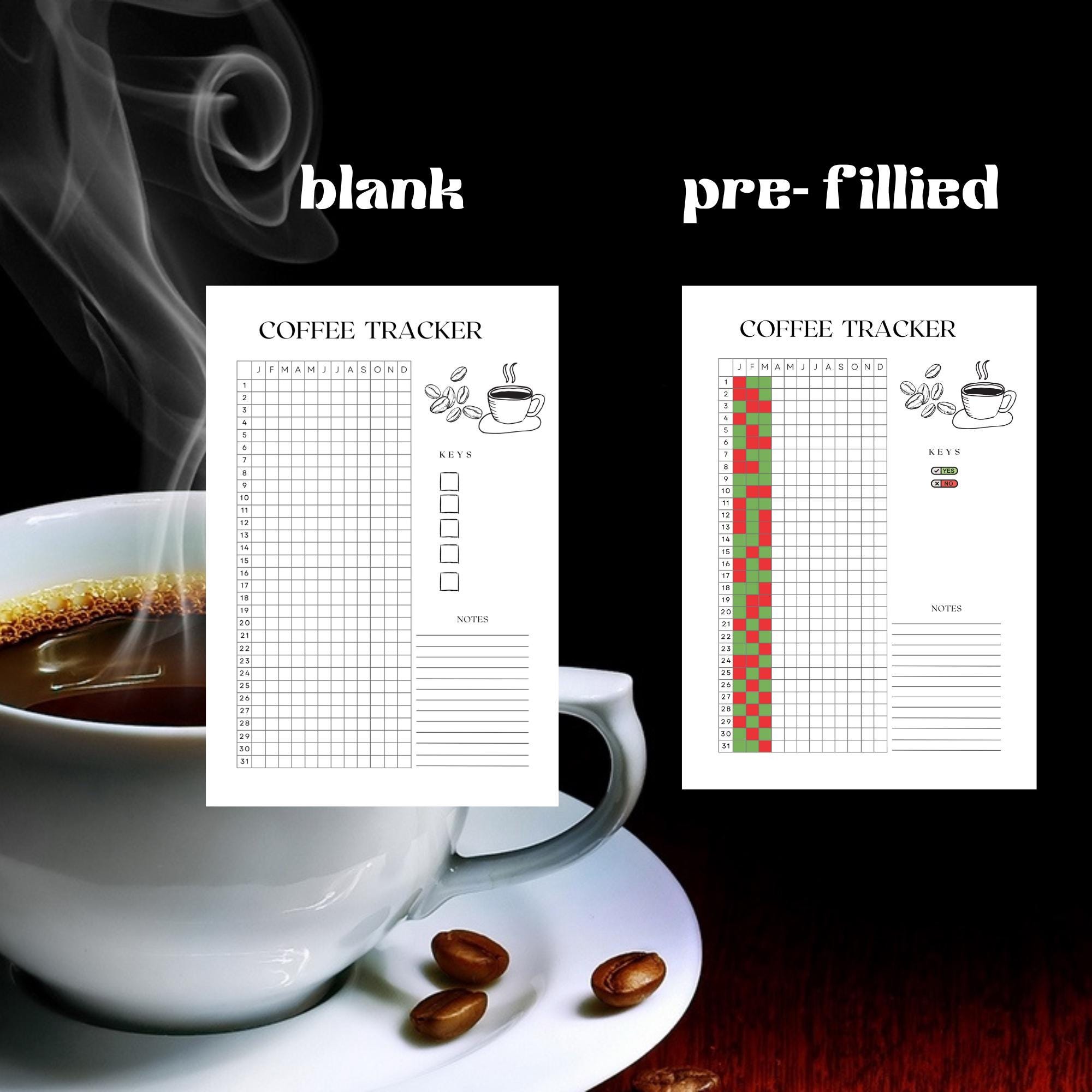 Coffee Tracker, PRINTABLE Journal Page, Planner, Health Tracker ...