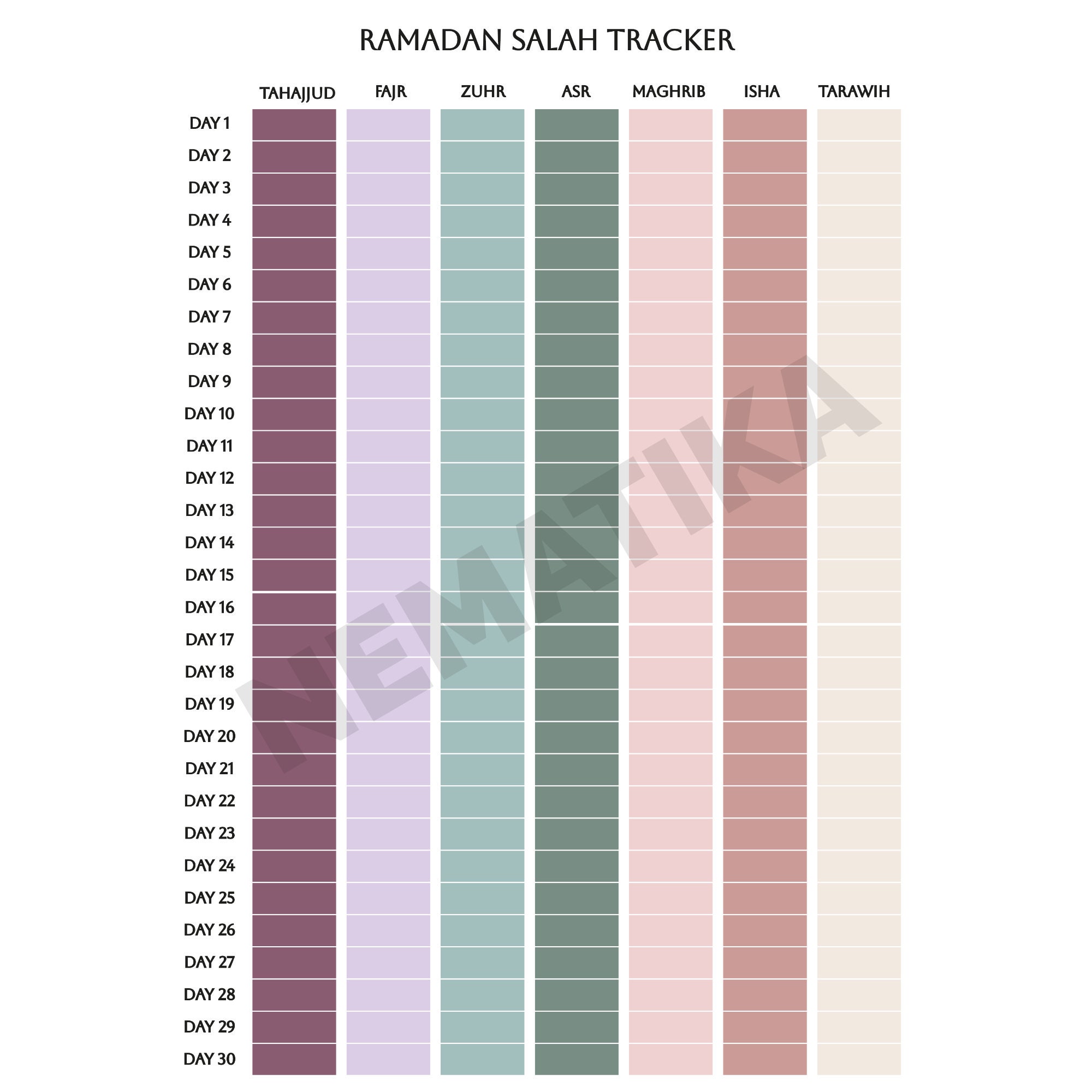 RAMADAN SALAH TRACKER Ramadan Planner Islamic Print Digital Download ...