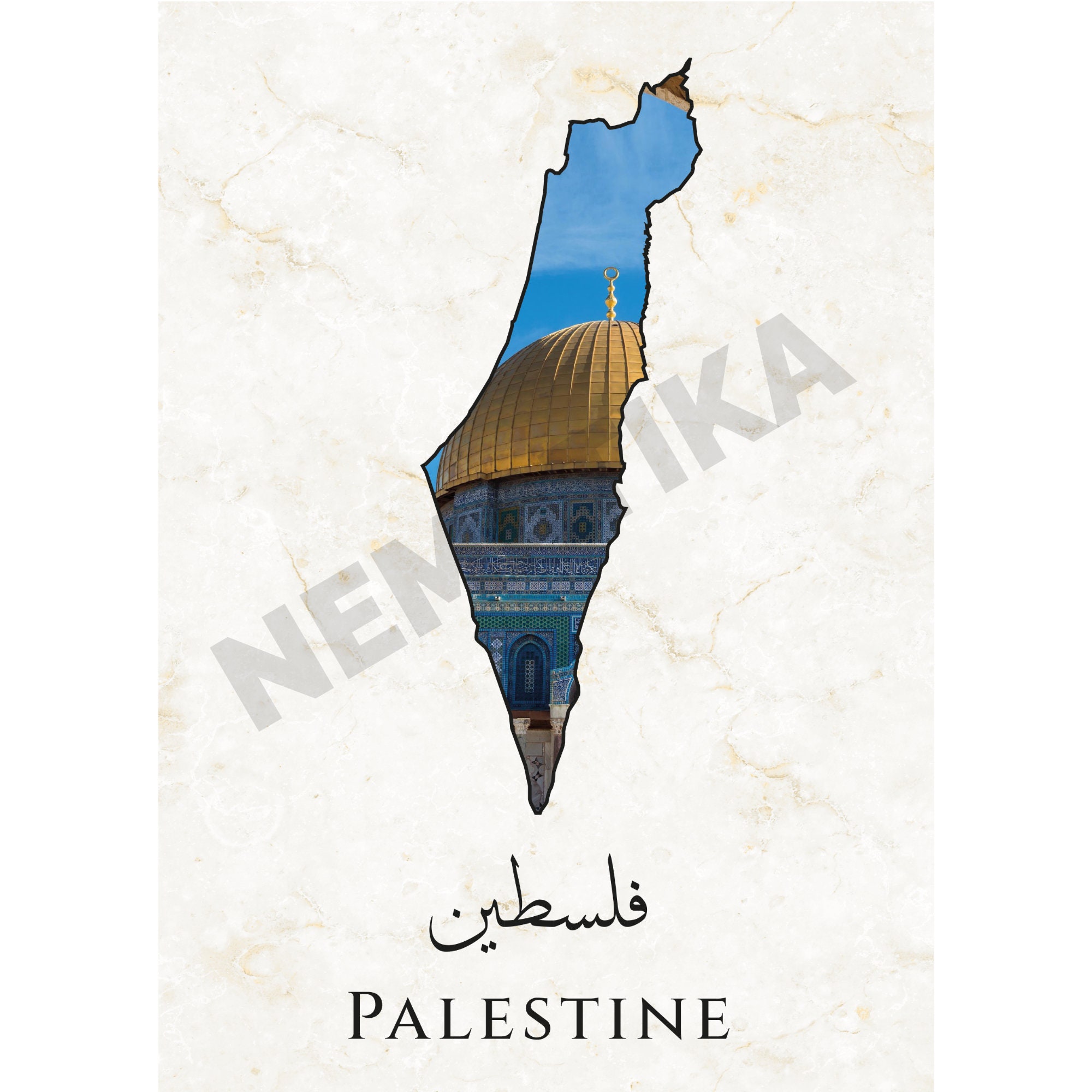 PALESTINE MAP With QUDS Free Palestine Islamic Print Digital Download ...