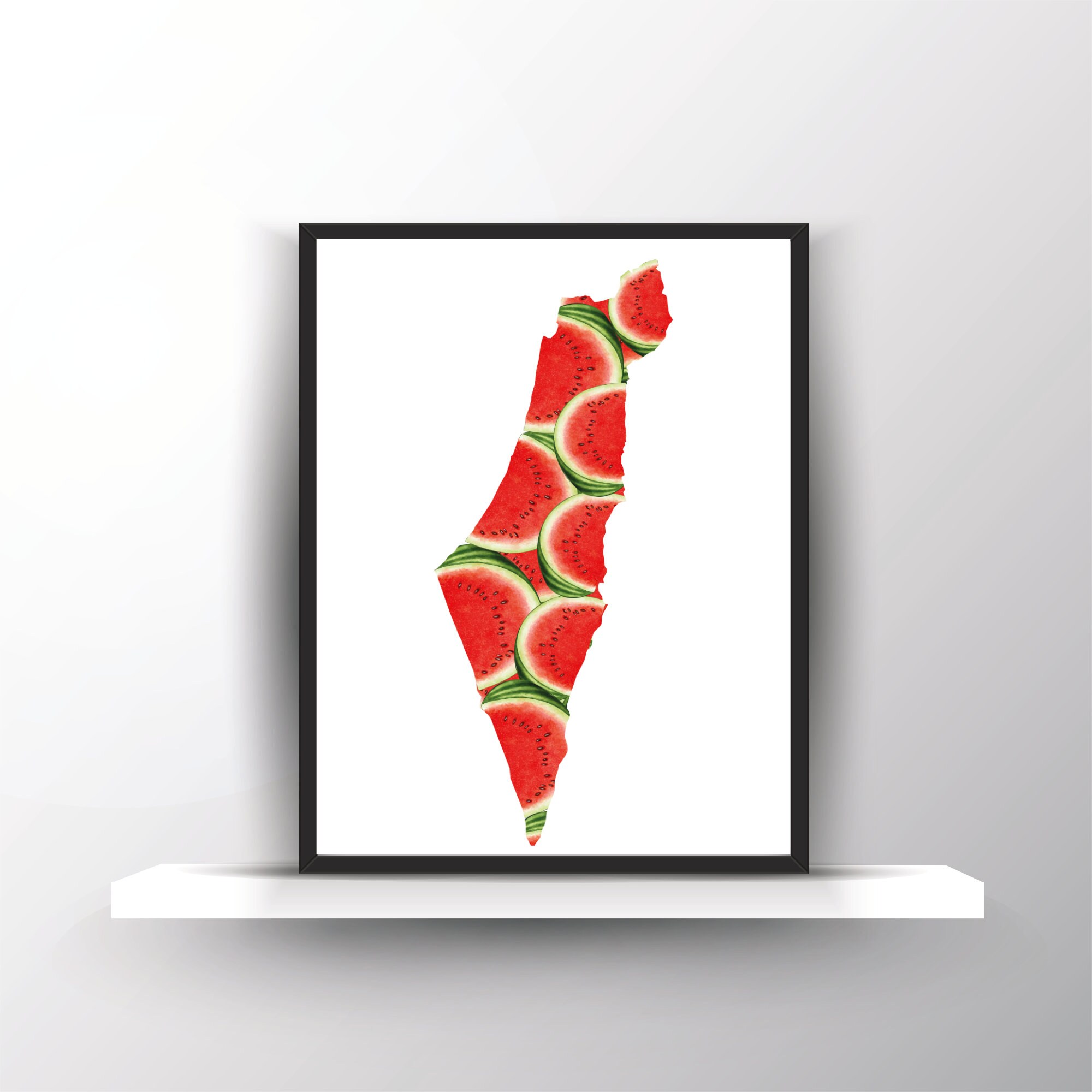 PALESTINE MAP With WATERMELONS Free Palestine Islamic Print Digital ...
