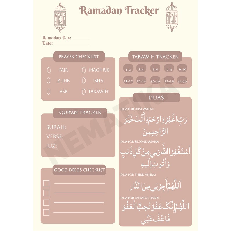 PRINTABLE RAMADAN TRACKER Ramadan Planner Islamic Print Digital ...