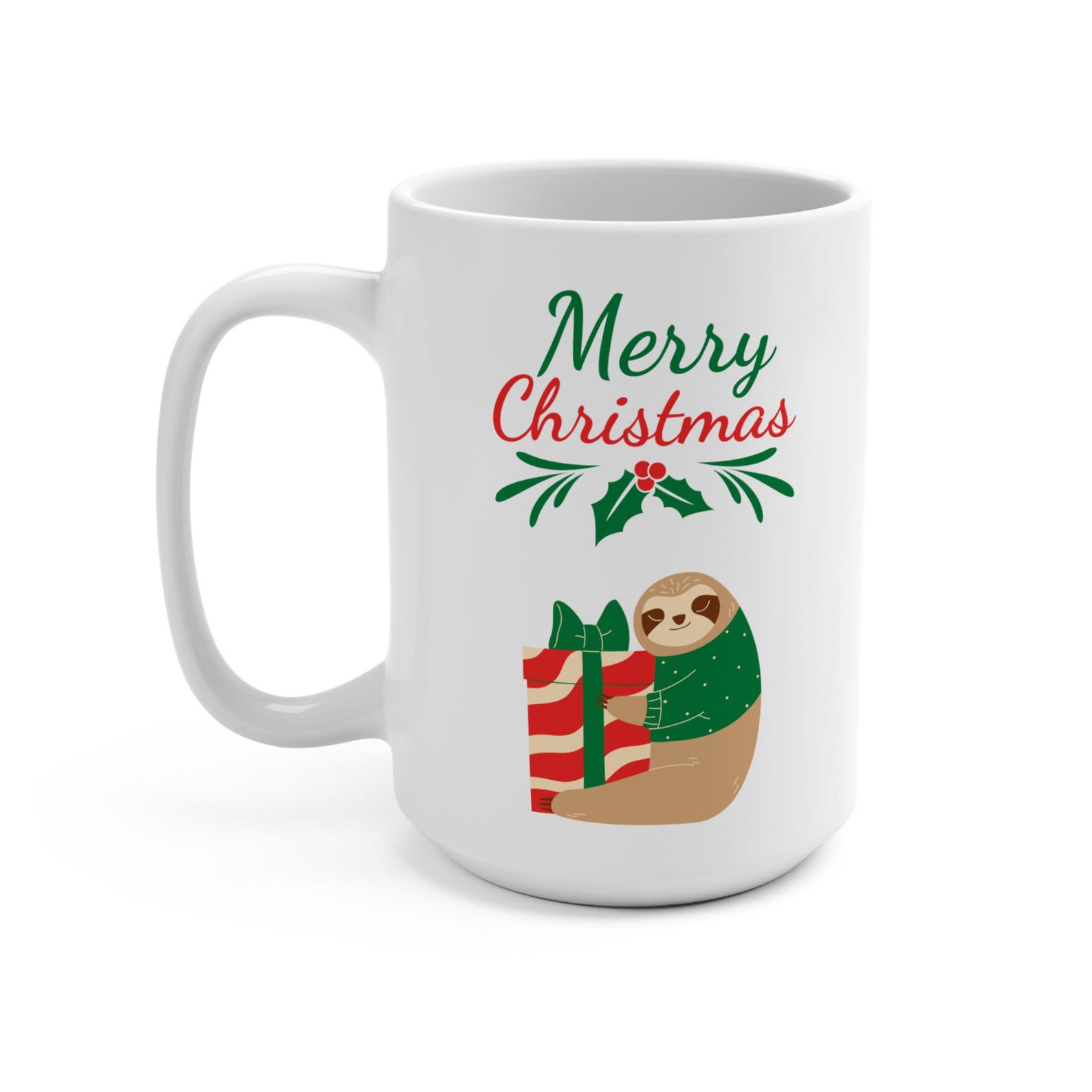 Christmas, Sloth, Merry Christmas Sloth, Mug 15oz - Etsy