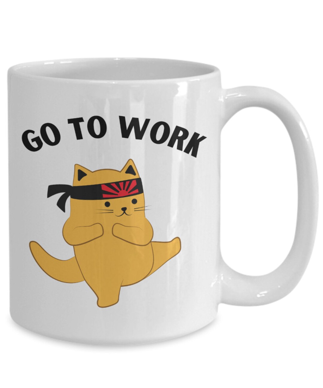 Go to Work, Karate Cat, Karate, Cat, Work Cup, Coffee Cup, Coffee Mug ...