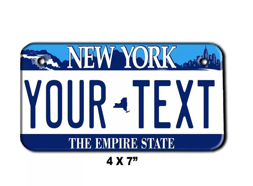 7x4 New York Personalized Bike ATV License Plate Custom Text Any Text ...