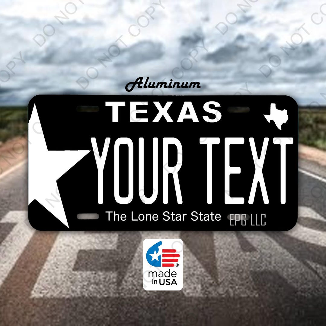 12x6" Texas Personalized License Plate | Custom Text | Durable Long ...