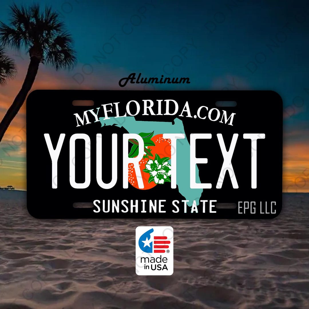 12x6 Florida State Blackout License Plate Tag USA Black and White ...