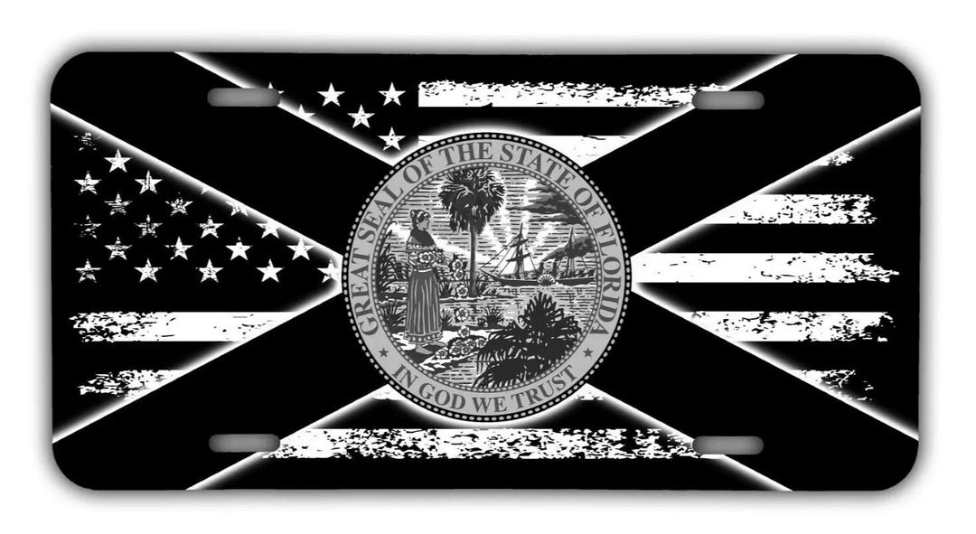 6x12" Black Florida State Flag Car License Plate | State Flag Design - Etsy