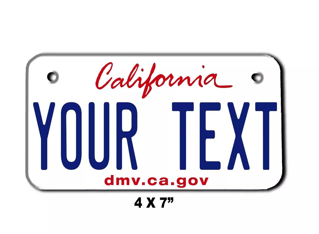 7x4" California Personalized Bike ATV License Plate | Custom Text | Any ...