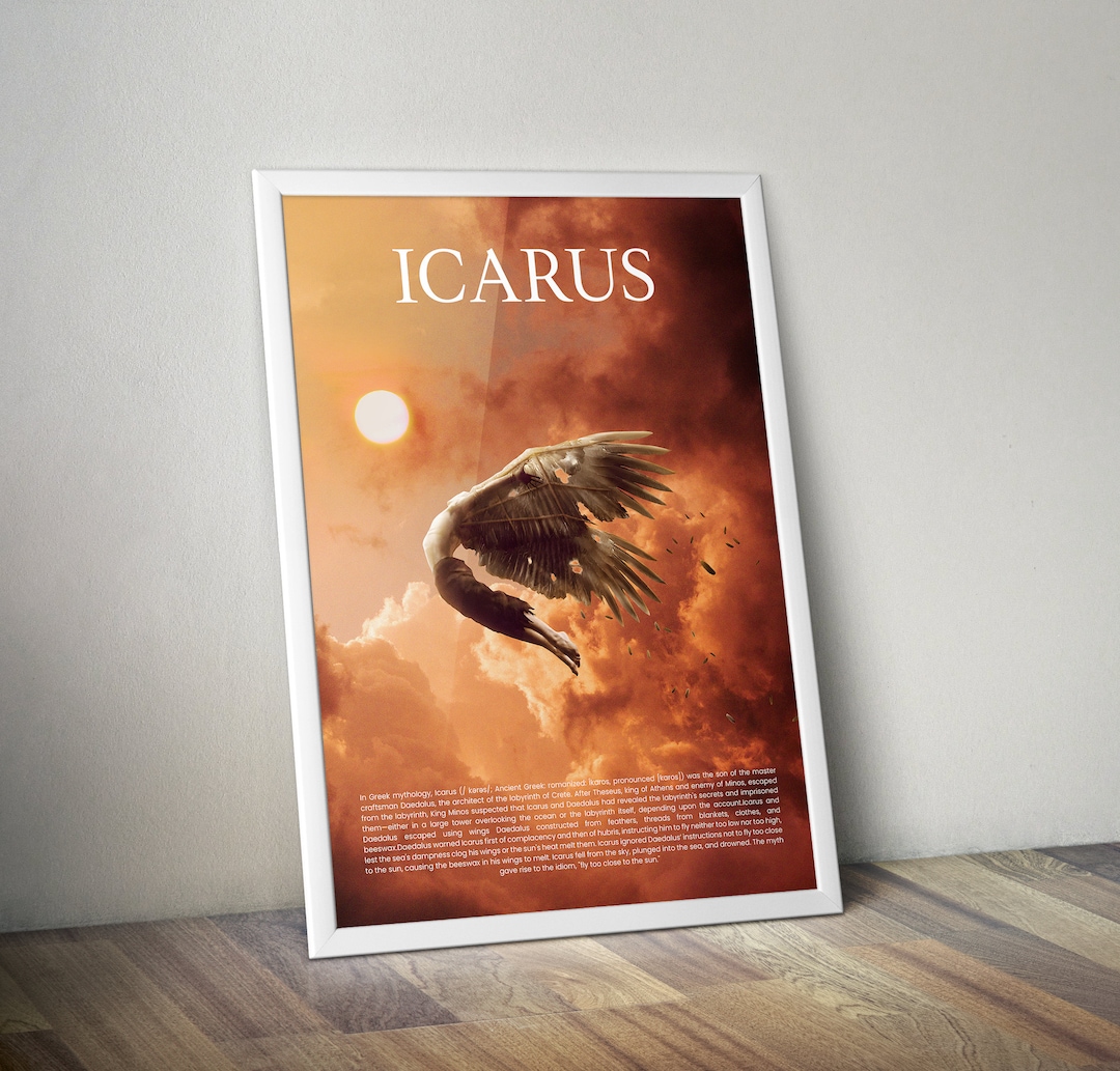 Icarus Greek Mythology Vintage Style Icarus Greek Mythology Print ...