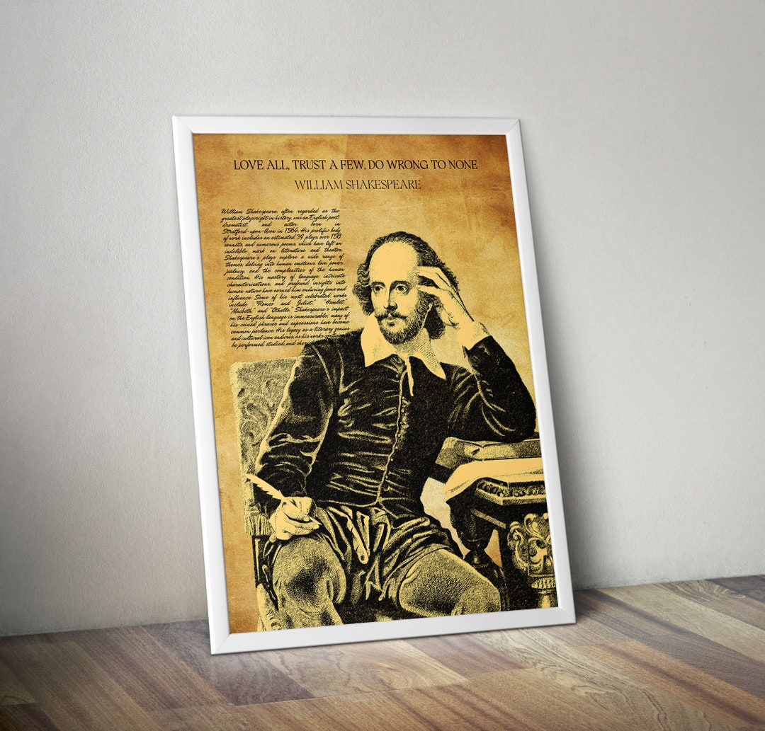 William Shakespeare Poster | Author Quote Wall Art | Retro Literary ...