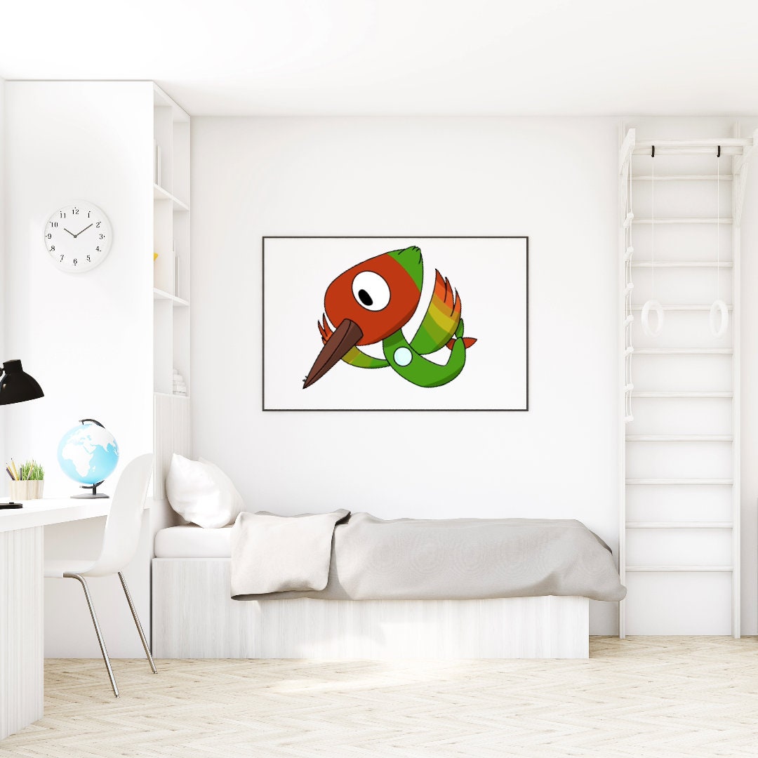 Glassin Hummingbird Pokemon Cute Wall Art - Etsy