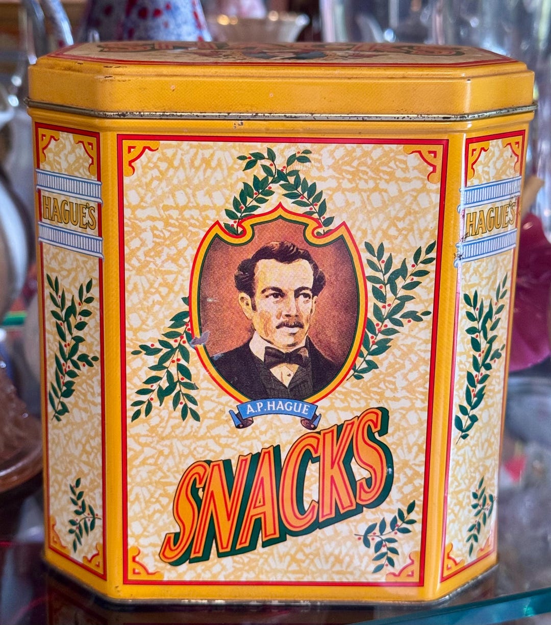 Vintage Hague's Snacks Tin: Octagonal Kitchen Storage, Made in USA - Etsy