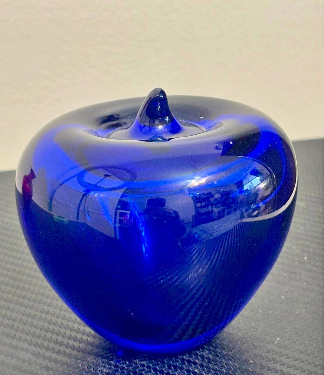 Vintage Cobalt Blue Glass Apple Paperweight – 3.5” Tall, Mid-century ...