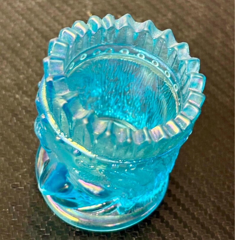 Joe St. Clair Carnival Glass Indian Head Toothpick Holder – Iridescent ...
