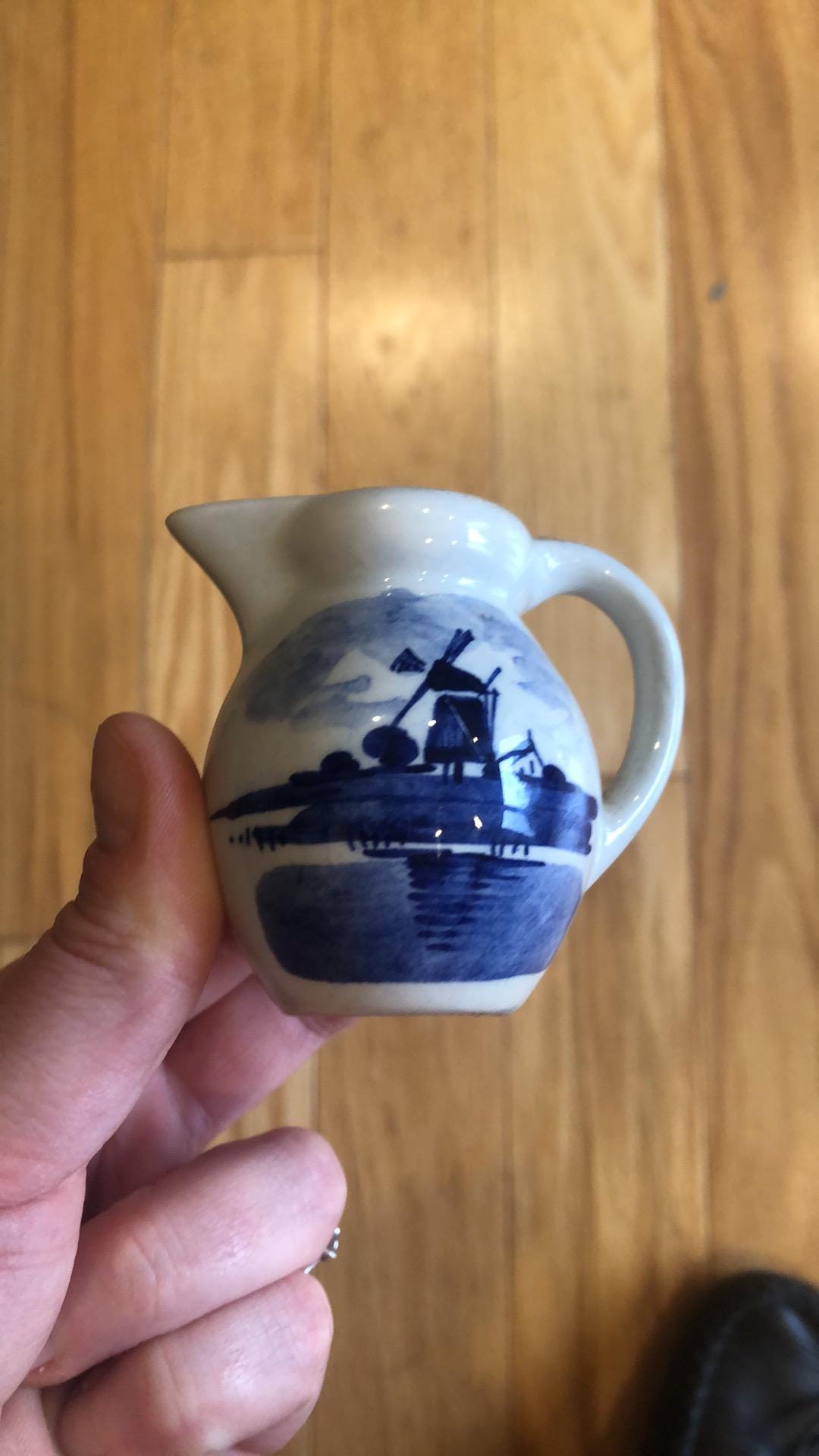 Miniature Delft Blue Hand-painted Pitcher, Holland Pottery Windmill ...