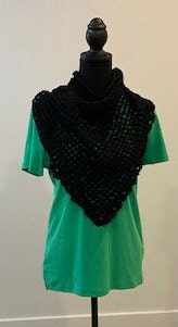 Black Head Cover Scarf for Women, Handmade Crochet Black Triangle Shawl ...