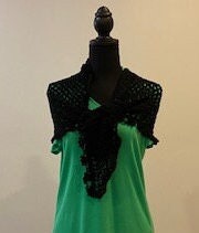 Black Head Cover Scarf for Women, Handmade Crochet Black Triangle Shawl ...