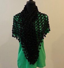 Black Head Cover Scarf for Women, Handmade Crochet Black Triangle Shawl ...
