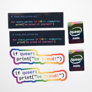LGBTQ Queer Pride Sticker Pack Rainbow Code Sticker Trans Gay Coding Developer Programming ...