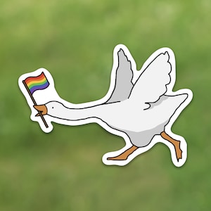 Goose Pride Flag Sticker Untitled Goose Game Funny LGBTQ+ Queer Decal ...