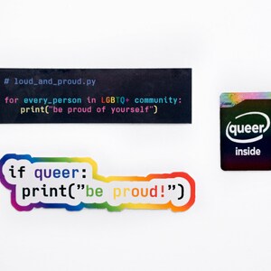 LGBTQ Queer Pride Sticker Pack Rainbow Code Sticker Trans Gay Coding Developer Programming ...