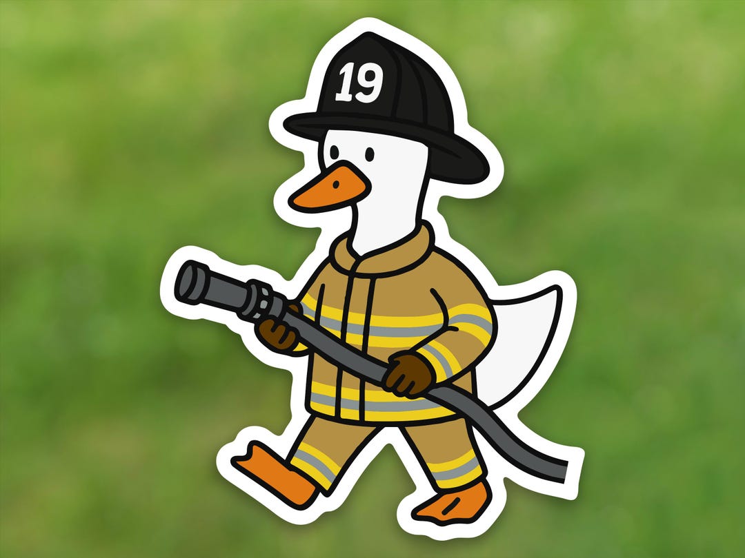 Firefighter Goose Sticker Funny Fire Department Goose Sticker Funny ...