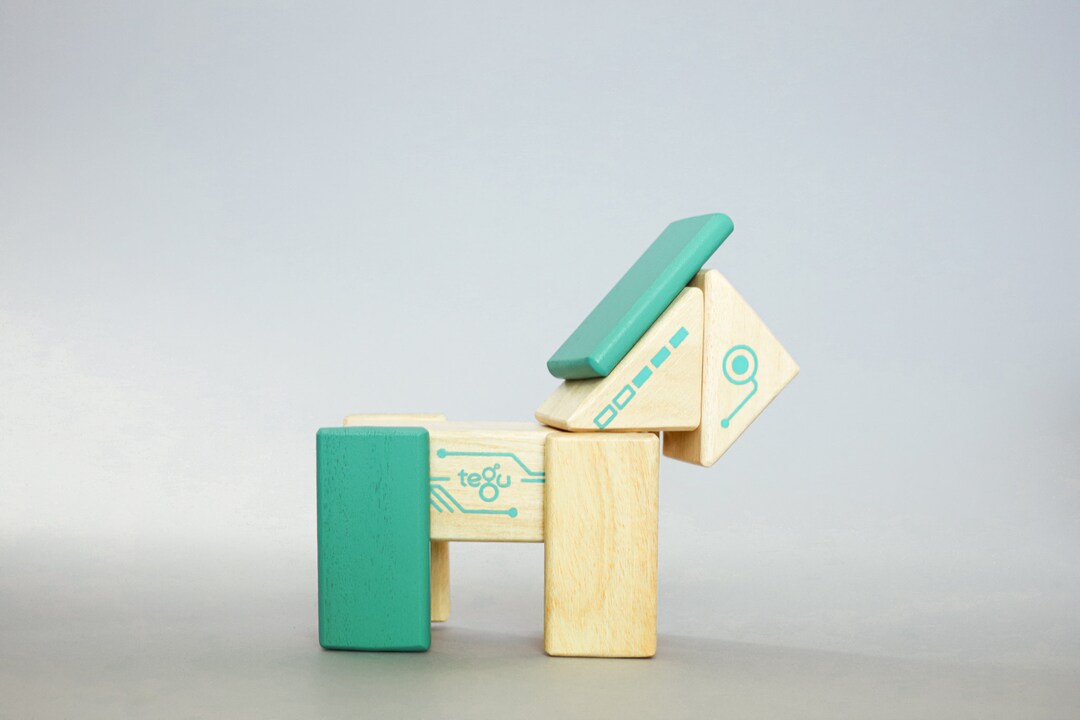Magnetic Wooden Robo Block Set - Etsy