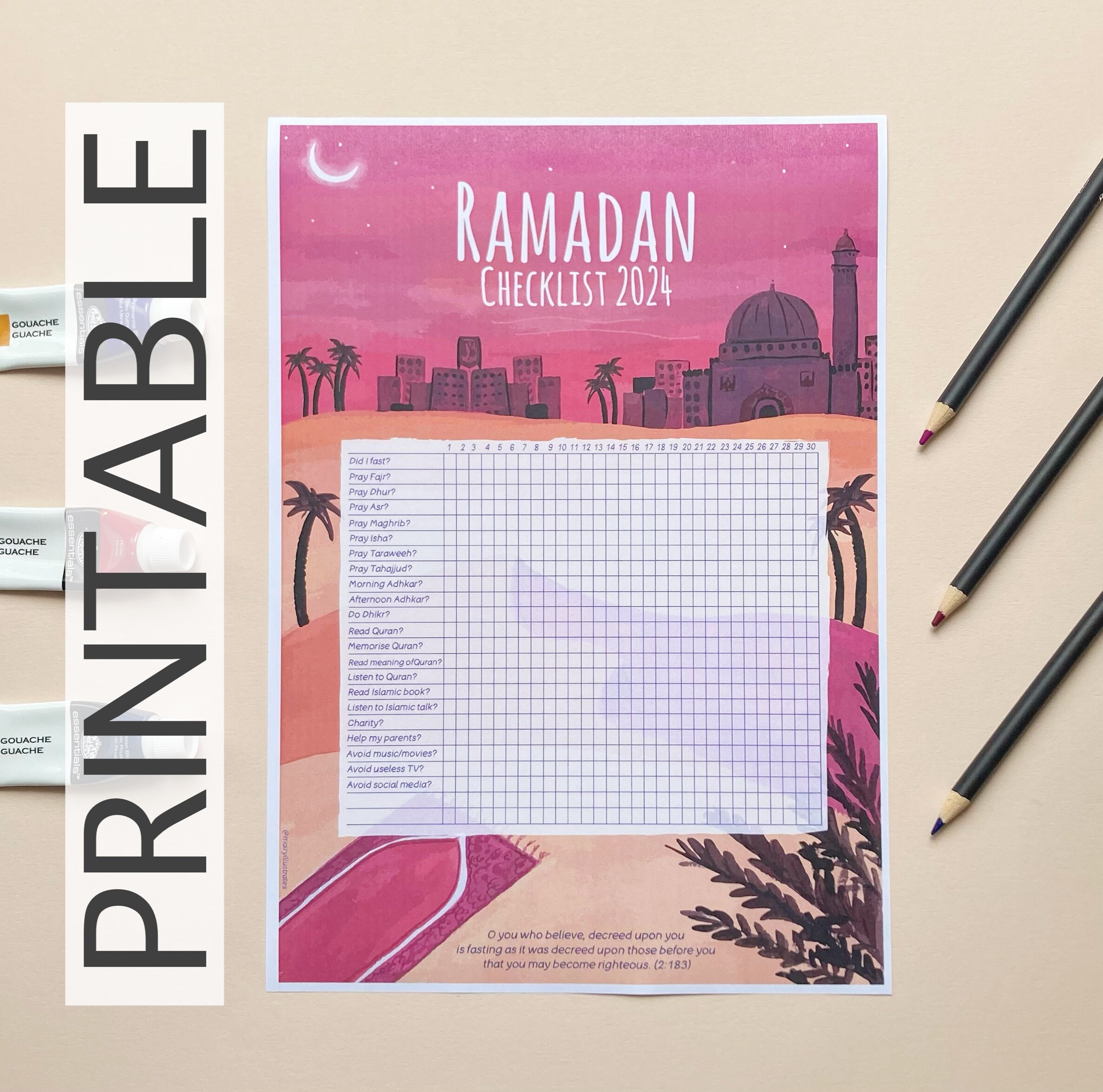 Printable Ramadan Checklist Motivational Ramadan Tracker Ramadan Chart ...