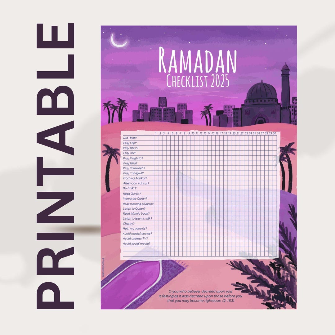 Printable Ramadan Checklist | Motivational Ramadan Tracker | Ramadan ...