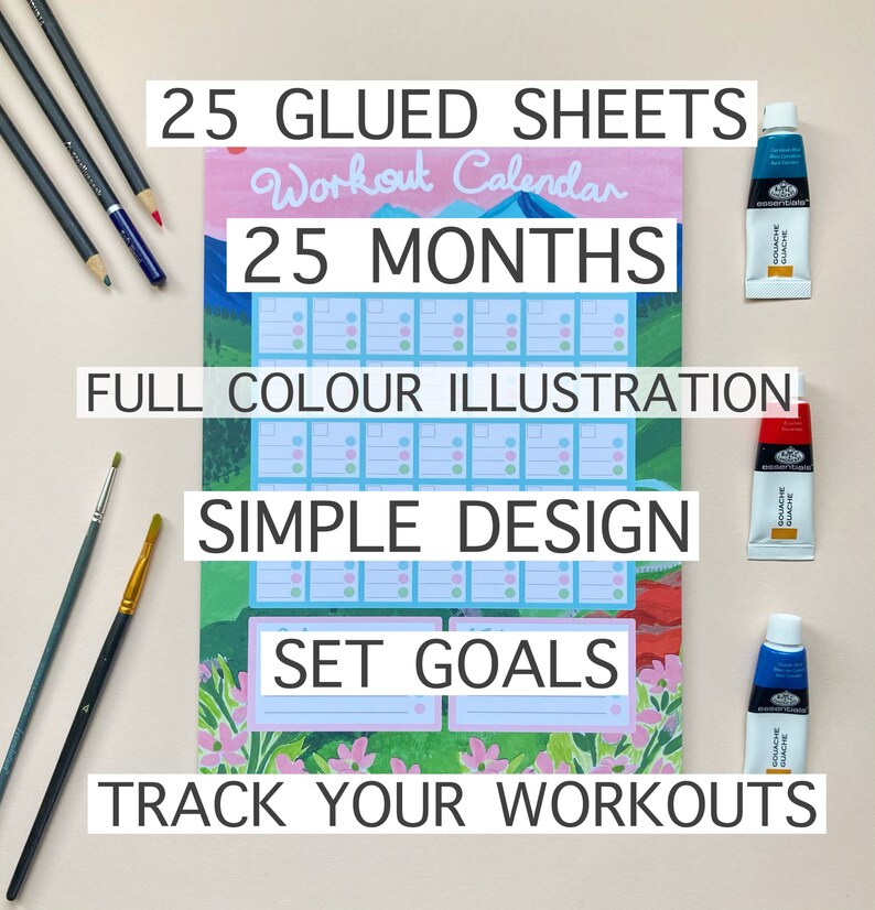 Cute Workout Calendar for Wall, A4 Simple Exercise Tracker, Good for ...