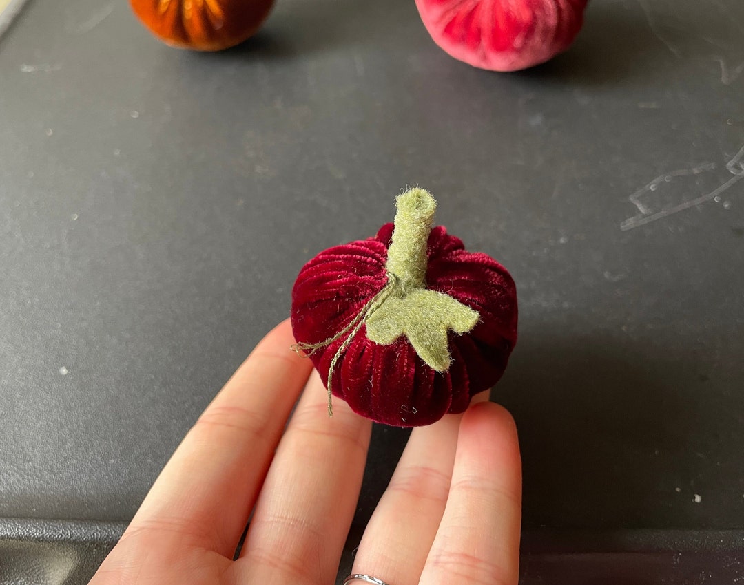 Crimson Red, Small Velvet Pumpkin Decoration, Silk Velvet, Fall ...