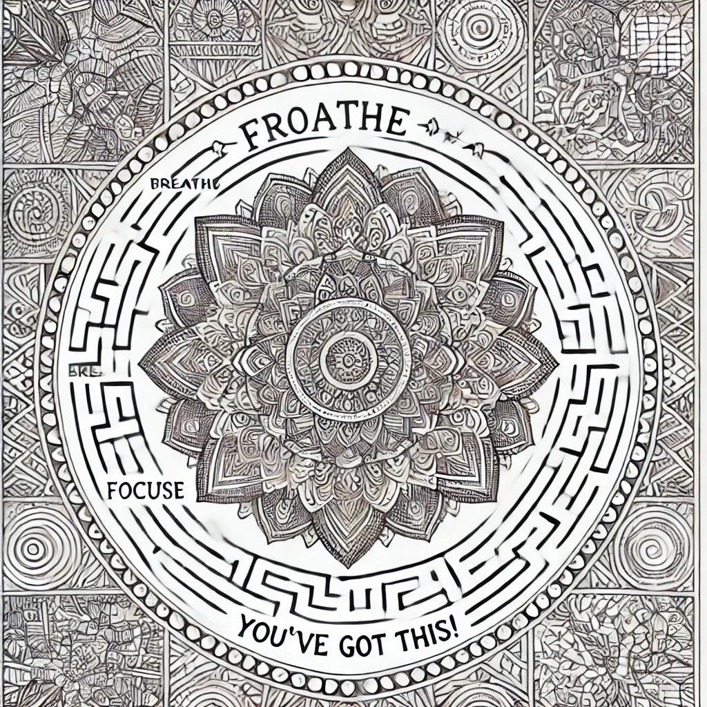 Mindful Mandala Maze Coloring Page | Adhd-friendly Kids Activity ...