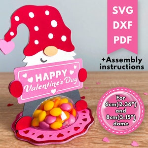 Valentines Day Gnome Candy Holder Svg With an Opening Mechanism, Gnome ...