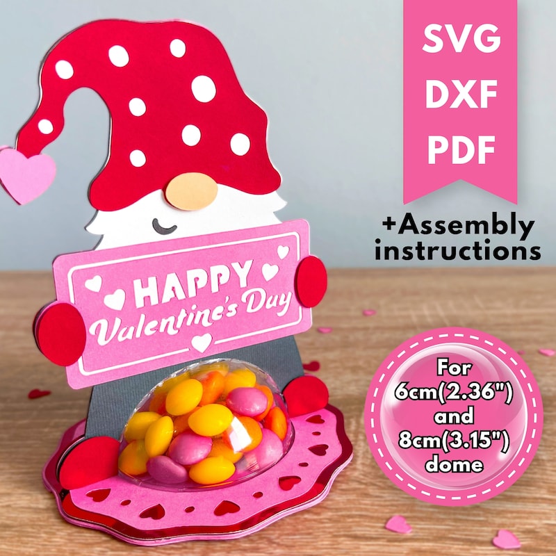Gnome Candy Dome Valentine - Etsy