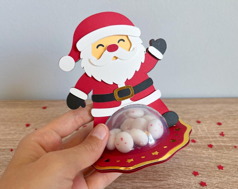 Christmas Santa Candy Holder SVG With Opening Mechanism, Santa Candy ...